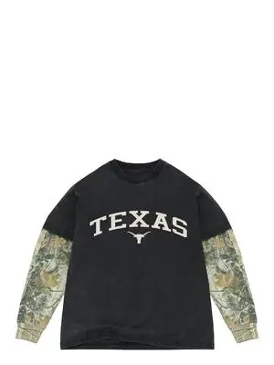 USCAPE APPAREL Camo Texas Longhorns Back Bay Twofer Heavyweight Long Sleeve T-shirt - Black
