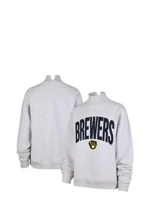 '47 47 Milwaukee Brewers Subtle Muse Mock Neck Sweatshirt - Heather Gray