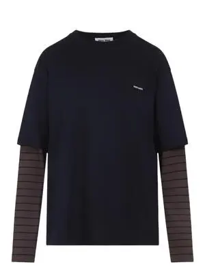Miu Miu Miu Miu Long Sleeve Crew Neck T-Shirt Black