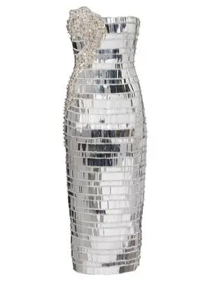 Rachel Gilbert Ariel Embellished Bustier Gown - Silver