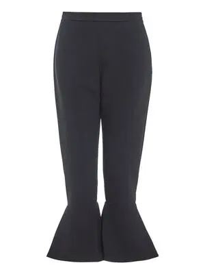 SARVIN Cropped High-waist Trousers With Frill Hem - Black