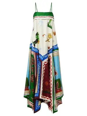 ALEMAIS Printed Silk Midi Dress - Multicoloured