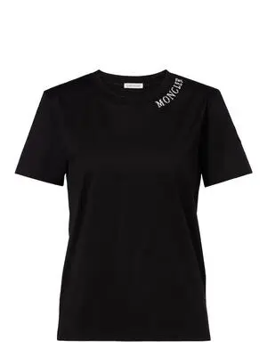 Moncler Logo Cotton Jersey T-shirt - Black