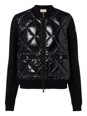 Moncler Quilted Down-paneled Cotton Cardigan - Black