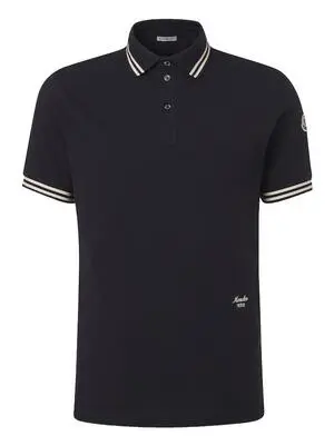 Moncler Cotton Piqué Polo Shirt - Blue