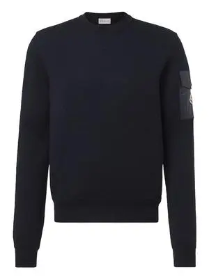 Moncler Logo Virgin Wool Crew Neck Sweater - Blue