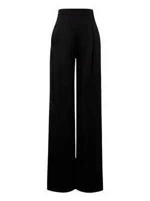 Max Mara Crêpe Satin Wide-leg Pants - Black