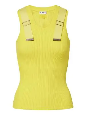 Loewe Ribbed-knit Cotton-blend Tank Top - Yellow