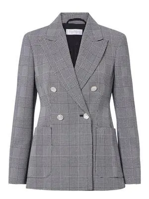 Max Mara Max Mara Prince Of Wales Check Virgin Wool Blazer Black