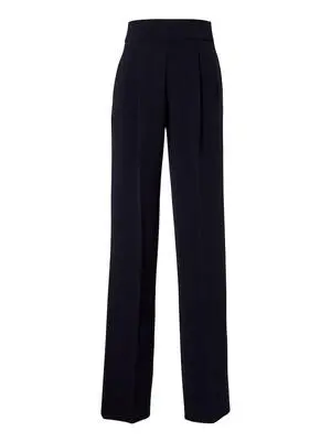 Max Mara Pleated Cady Straight Leg Trousers - Blue