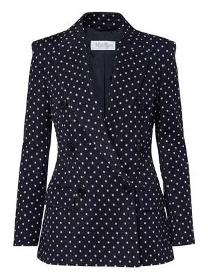 Max Mara Polka-dot Double-breasted Jersey Blazer - Blue