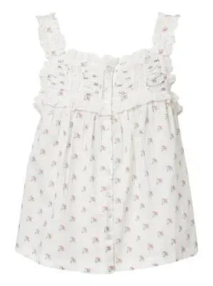 DÔEN Fidella Floral Lace-trimmed Cotton Top - Multicoloured