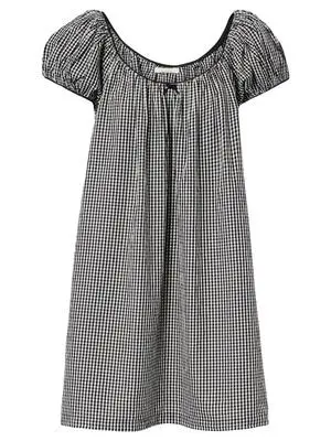 DÔEN Doen Julia Gingham Cotton Poplin Minidress Black