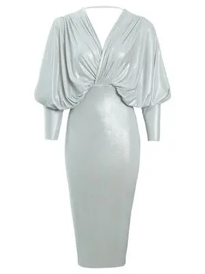 SARVIN Batwing Sleeve Midi Dress - Silver