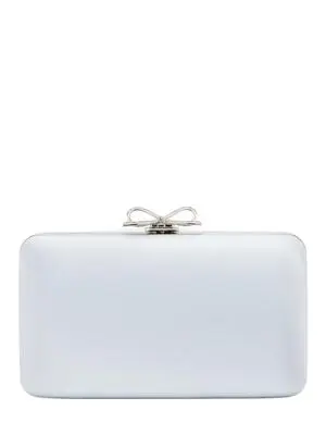 SELF-PORTRAIT Bow Embellished Satin Clutch - Blue