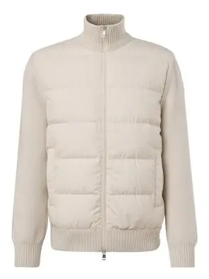 Moncler Tricot Down-paneled Virgin Wool Cardigan - Beige