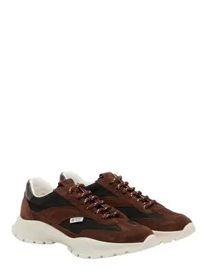 Prada Suede And Fabric Sneakers - Brown