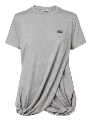 Loewe Double L Draped Cotton Jersey T-shirt - Grey