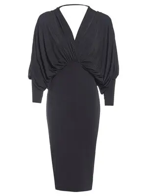 SARVIN Batwing Sleeve Midi Dress - Black