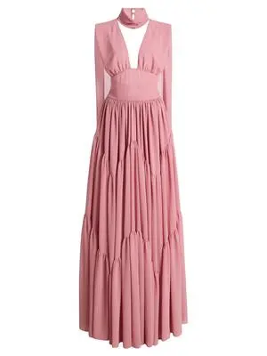 HARITHAND Ruffled Silk Georgette Maxi Dress - Pink