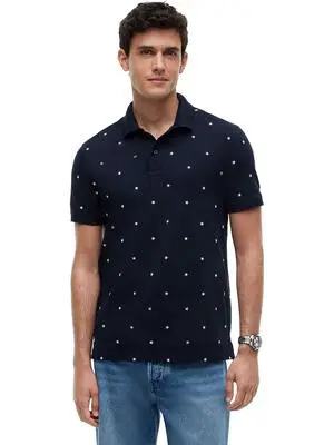 Tommy Hilfiger Regular Fit Allover Star Print Polo - Navy