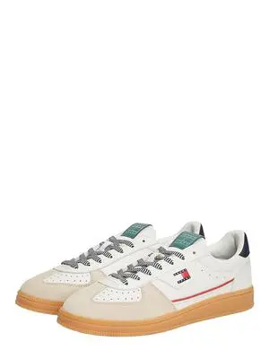 Tommy Hilfiger Mixed-texture Leather Sneakers - Ecru