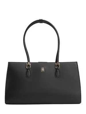 Tommy Hilfiger Monogram Satchel Bag - Black