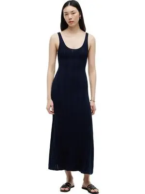 Tommy Hilfiger Cable Knit Pointelle Midi Tank Dress - Navy