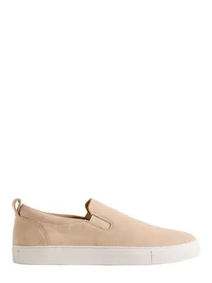 Quince Italian Calfskin Suede Slip-on Sneakers - Bone