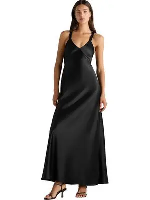 Quince Bianca Stretch Satin Dress - Black
