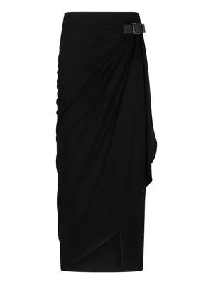 TOM FORD Crepe Jersey Midi Wrap Skirt - Black