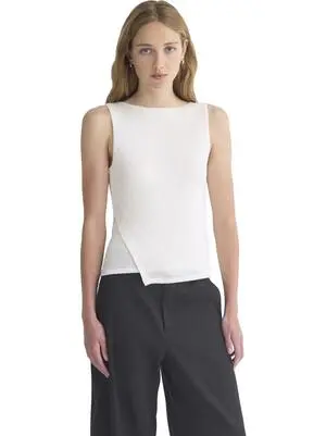 Everlane Boatneck Tank Top With Side Tie - Bone