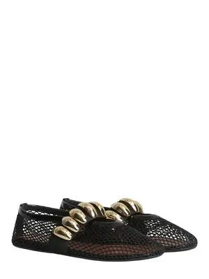 Alaïa Embellished Mesh Ballet Flats - Black