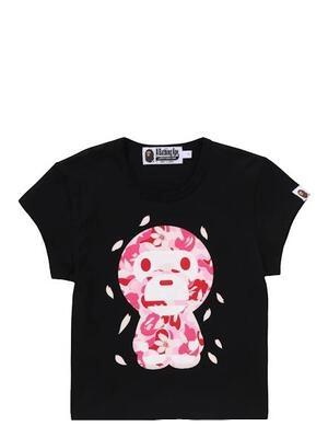 A BATHING APE Abc Sakura Camo Baby Milo Cropped T-shirt - Black