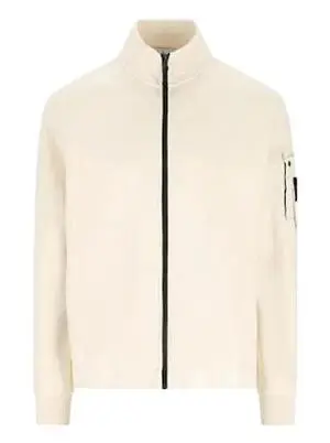Stone Island Zip Up Cardigan - Ivory