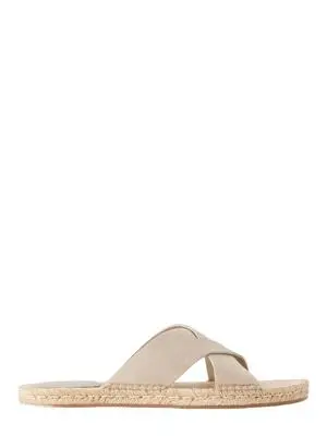 Zegna Suede Criss-cross Espadrille Sandals - Neutrals