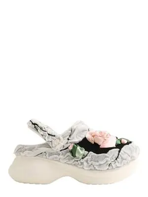 CROCS Classic Bae Clog Embellished With Floral Ribbons - Chalk