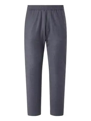 Barena Venezia Bativoga Straight-leg Stretch Wool-blend Drawstring Trousers - Gray