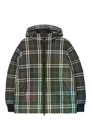 Burberry Check Hooded Puffer Jacket - Brown