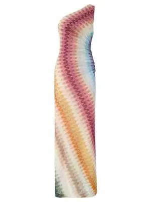 Missoni Missoni Zigzag One-Shoulder Dress Neutrals