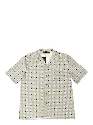 CHUKS COLLINS Diffusion Collection Geometric Print Short Sleeve Shirt And Shorts Set - Blue