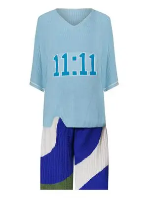 CHUKS COLLINS Hand-knit Cotton Set With "11:11" Detail - Blue