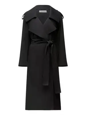 Another Tomorrow Belted Flap-pocket Trench Coat - Black