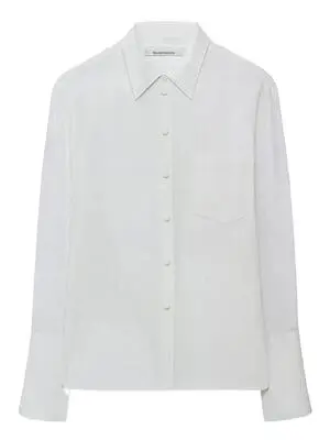Another Tomorrow Silk French Cuff Shirt - White
