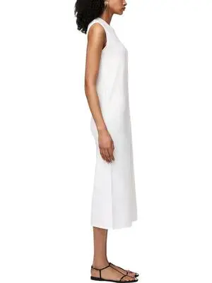 Another Tomorrow Sleeveless Crew Neck Dress - White
