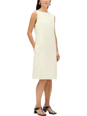 Another Tomorrow Double-face Sheath Midi Dress - Neutrals