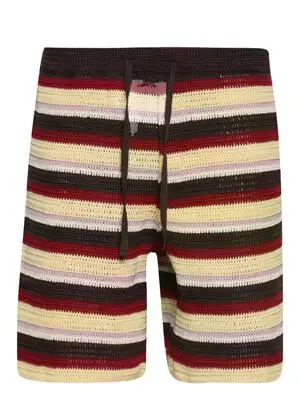BAZISZT Baziiszt Horizontal-stripe Crochet-knit Shorts - Neutrals