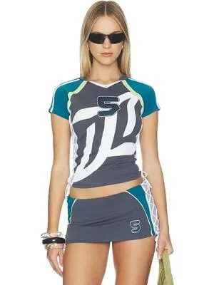 JADED LONDON Lace Up Football Baby Tee - Multi