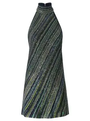 Missoni Sequined Halterneck Mini Dress With Open Back - Green