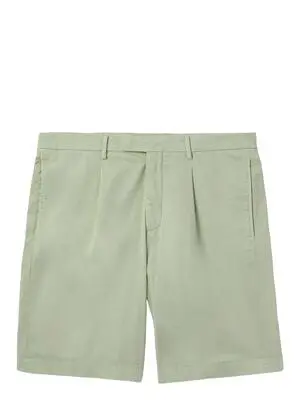 Boglioli Straight-leg Pleated Cotton-blend Shorts - Mint